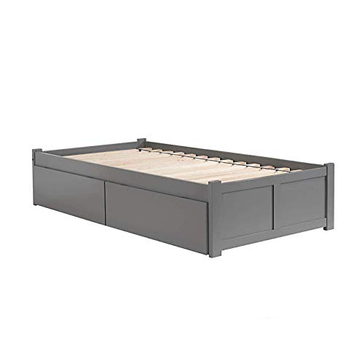 AFI Concord Queen Size Platform Bed with Footboard & Storage Drawers in Grey