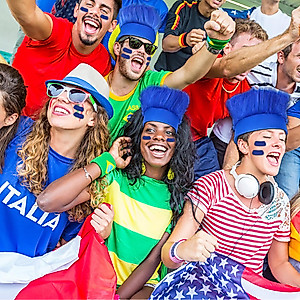 6 Pcs Hairy Costume Headband Crazy Trolls Flowy Hair Wig & Stickers, Halloween Spirit Day Themed Party Costume Accessory Sports Fans Cheering Headwear Supplies (Blue)