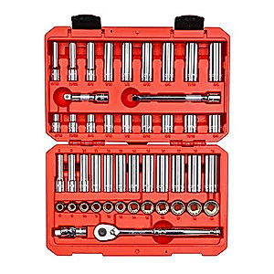TEKTON 3/8 Inch Drive 12-Point Socket and Ratchet Set, 46-Piece (5/16-3/4 in., 8-19 mm) | SKT15302