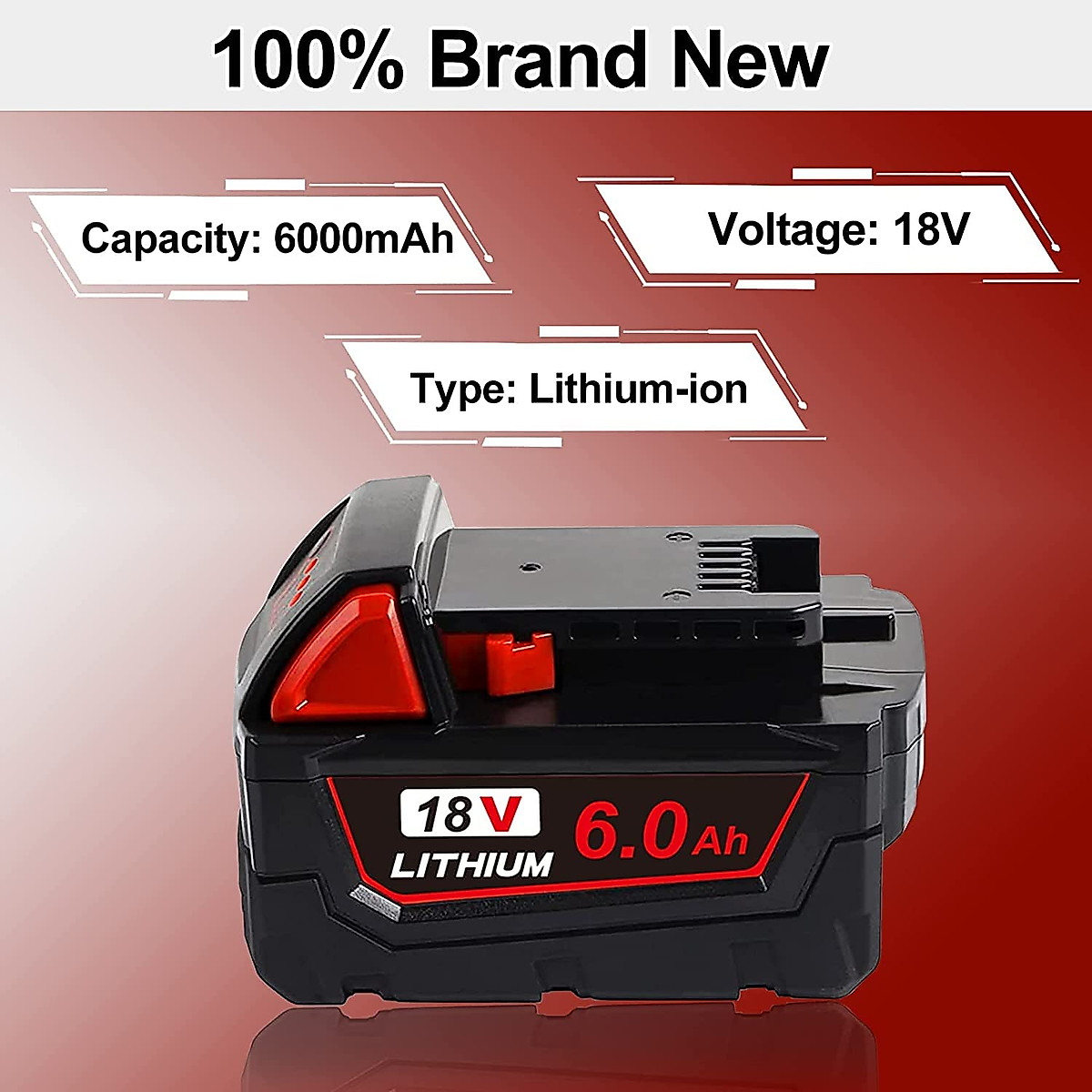 liangjia 2Packs 6.0Ah 18V Lithium-ion Replacement for Milwaukee M -18 Battery Compatible with Milwaukee 18V Tools