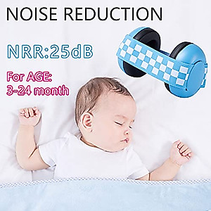 nobrand WORCBGIO Baby Hearing Protection Earmuffs Noise Eliminating Elastic Adjustable for Quiet Sleep and Preventing Potential Hearing Damage (Blue)