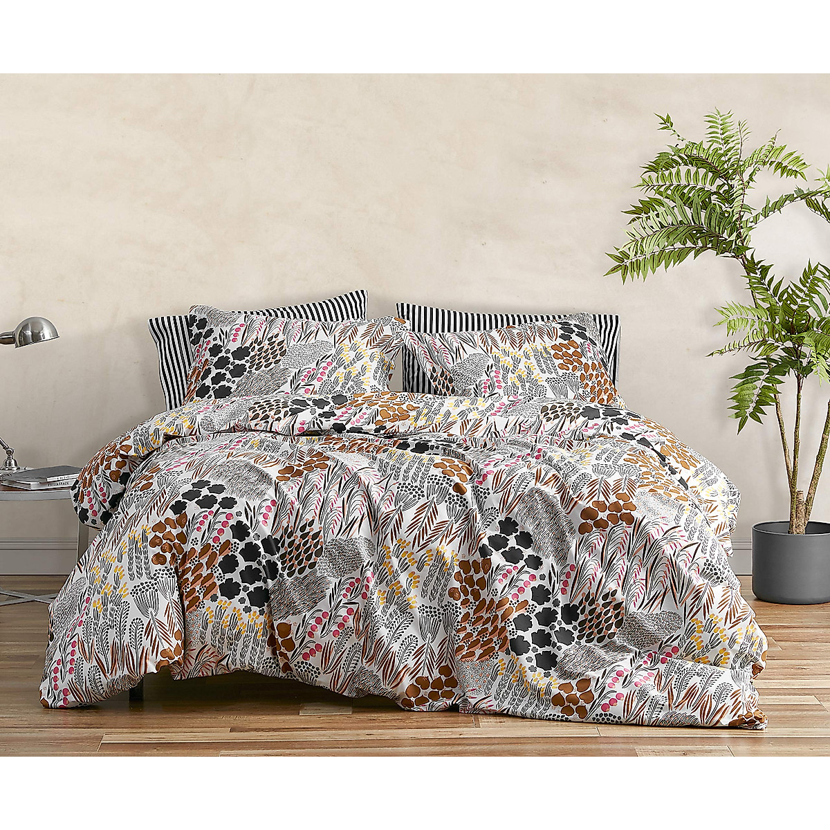 Marimekko - King Comforter Set, Cotton Percale Bedding with Matching Shams, Stylish Modern Home Decor (Pieni Letto Multi, King)