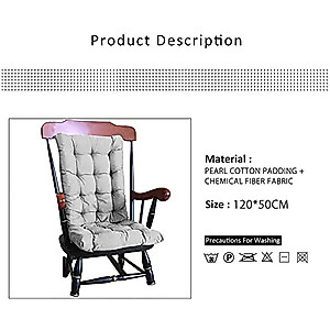 Rocking Chair Cushion,Indoor/Outdoor Rocking Chair Cushions Set Non-Slip Seat/Back Chair Cushion,Patio Chair Cushion with Ties Patio Chaise Lounger Swing Bench Cushion for Patio Furniture (Gray)