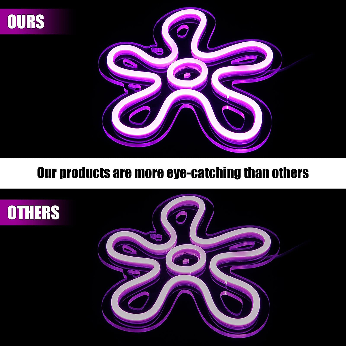 3 Pcs Flower Neon Sign Flower LED Light Signs Retro LED Signs Flower Shaped Neon Sign Purple Blue and Yellow Neon Sign for Bedroom Home Wall Decor Birthday Wedding Party Decorations Kid's Gifts