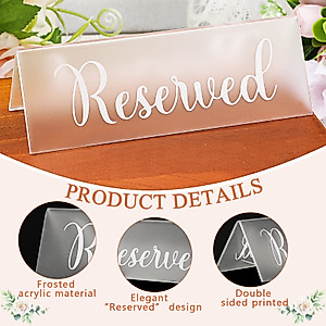 Teling 16 Pcs Acrylic Reserved Table Signs for Wedding Guest Reservation Seat Signs Waterproof Double Sided Reserved Tent Signs for Wedding Birthday Party Restaurants Meeting Chair Business Office