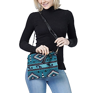 Western Native American Saddle Blanket Crossbody Clutch Bag Purse