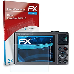 atFoliX Screen Protection Film compatible with Canon PowerShot SX620 HS Screen Protector, ultra-clear FX Protective Film (3X)