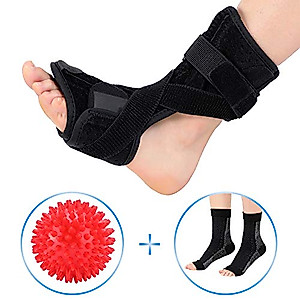 Yosoo Health Gear Plantar Fasciitis Night Splints, with Compression Socks and Spiky Ball, Orthotic Drop Foot Support Brace for Achilles Tendon, Drop Foot and Tendonitis, Fits Left Right Women Men