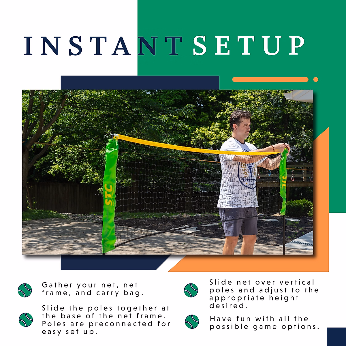 Portable Tennis Net for Driveway and Backyard – Kids’ Adjustable Tennis & Badminton Net – 10 x 5 Ft. Travel Net & Bag – Racket Sport & Volleyball Net for Backyard Games for Kids by Street Tennis Club