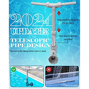 KLLEYNA Dual Spray Pool Fountains for Above-Inground Swimming-Pool - Adjustable Height 15-22",Pond Aerator Nozzle Summer Waterfall Cooler Outdoor Sprinkler for Intex/Bestway/Coleman/Hayward Return Jet