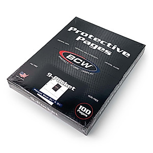 BCW 9-Pocket Trading Card Sleeves for 3 Ring Binder - 100 Pack Pages | Top Loading Card Protector Pages | Fits 3-Ring Binders