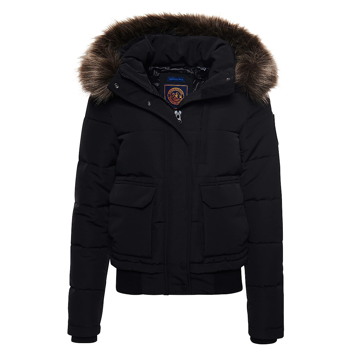 Superdry Womens Everest Bomber Jacket, Zip And Popper Fastening Black Size 12