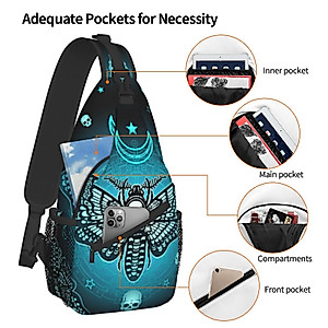 Skull and Moth Sling Bag Women Crossbody Chest Backpack Hiking Daypack Men Travel Casual Rideing Outdoor Beach