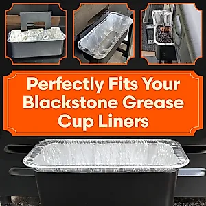 [30-Pack] Blackstone Griddle Compatible Cup Liners, Aluminum Foil Drip Pans for Easy Drain Management of Blackstone Grease Trays. Bulk Package, 5017, Size: 8" x 3 3/4"