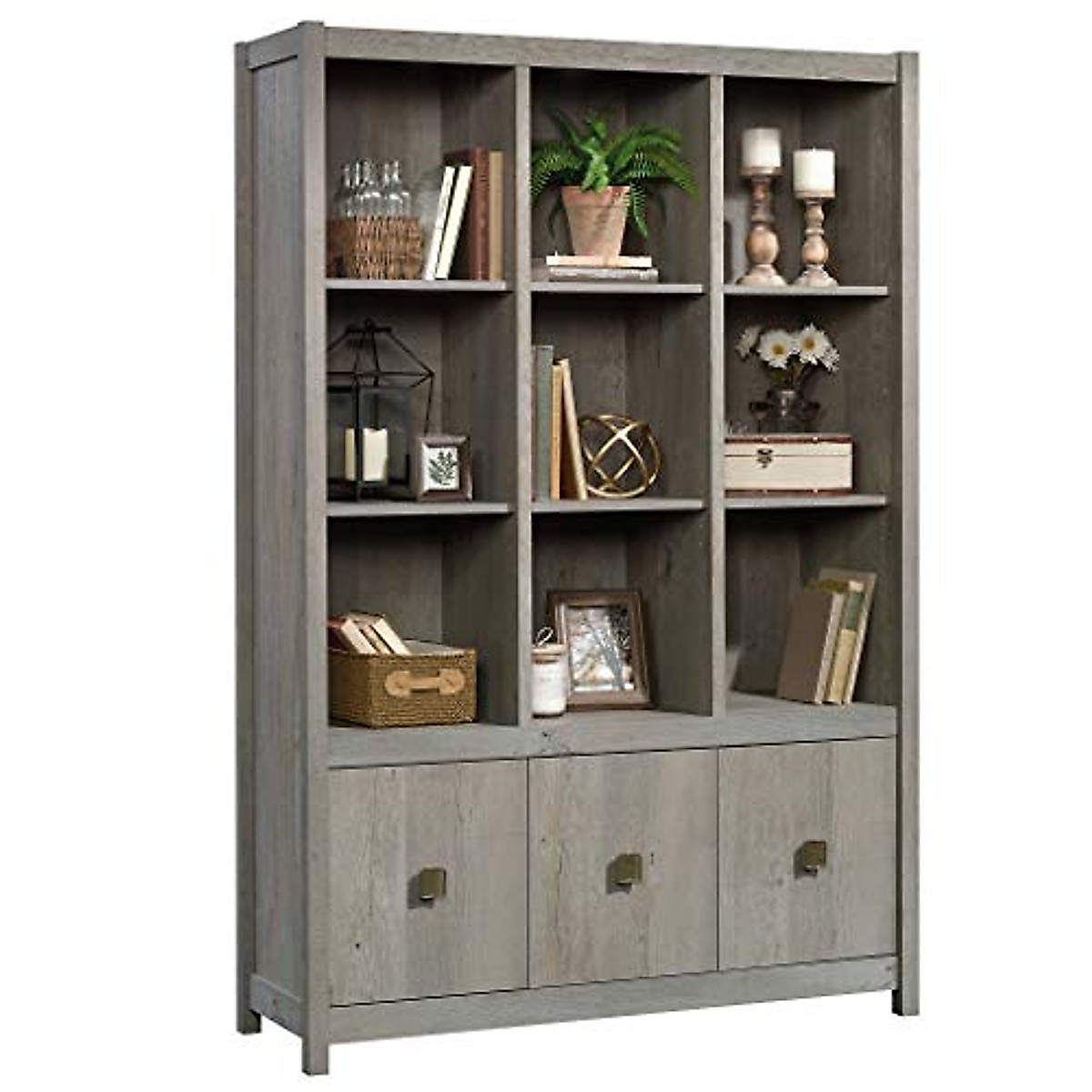 Sauder Cannery Bridge Storage Wall, L: 48.35" x W: 15.67" x H: 71.97", Mystic Oak