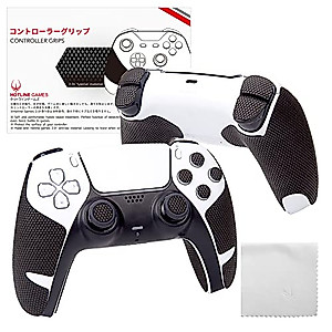 HOTLINEGAMES Hotline Games Controller Grip for PS5 Controller Grips Tape Playstation 5 DualSense Controllers Skin (Handle Grips+Buttons+Triggers (20PCS), Black)