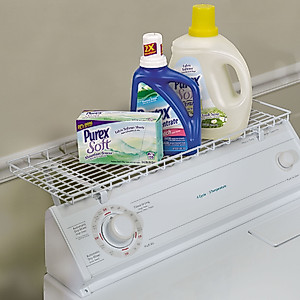 Household Essentials 05100 Rear Display Over-The-Washer Storage Shelf | Organize and Store Laundry Room Supplies | White (Pack of 2)