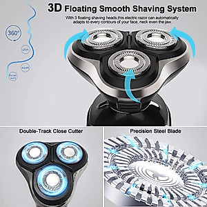 PRITECH Head Part for Electric Razor for Men, Electric Face Shavers, Rechargeable Shaving Men's Cordless Razors IPX7 Waterproof Wet Dry Rotary Shavers