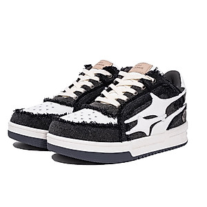 KILLWINNER Sneakers for Women, Fashion Sneaker Cowboy Tassel Sneaker Tennis Walking Shoes for Lady Black Sneakers