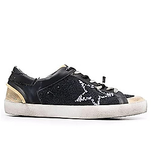 Golden Goose Super-Star Sponge and Leather Upper Unstitched Star Mens Sneaker GMF00213-F002141-90100-42 Black