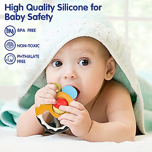 BABYFUNY Baby Toys 3-6 Months Dinosaur Rattle Toy - Baby Teething Toys for Babies - Baby Girl Gifts - Baby boy Gifts - Shaker Grab Spin Baby Toys 6 to 12 Months