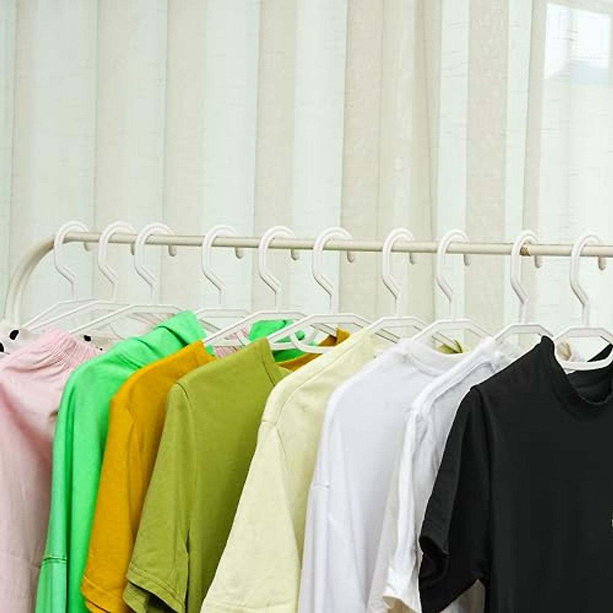 White Plastic Clothes Hangers 20 Pack,Adult Coat Hangers for Closet,Non-Slip Laundry Hangers,Room Essentials Basics Size Ideal for Everyday Use on Coats,Shirts,Pants,Dress,Skirts