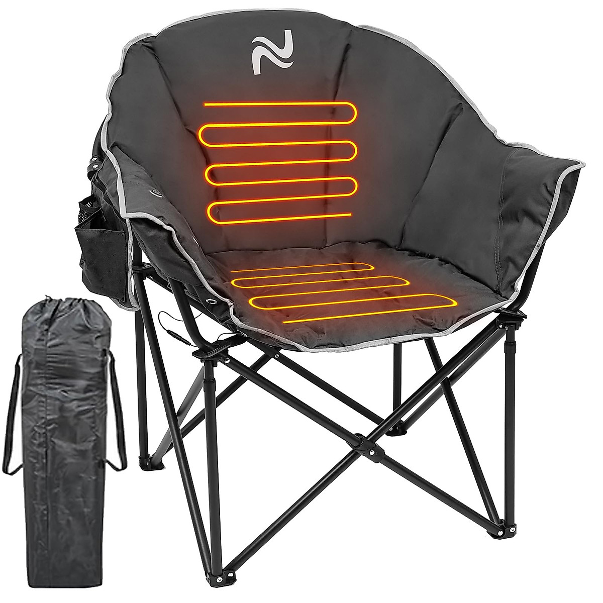LILYPELLE Oversized Heated Camping Chair Heats Back and Seat, Padded Cushion Outdoor Folding Chairs Patio Lounge Chair Heating Chair for Outdoor Sports, Camping, Lounge Patio, and Picnics