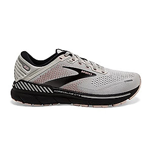 Brooks Women's Adrenaline GTS 22 Supportive Running Shoe - Grey/Rose/Black - 8 Medium