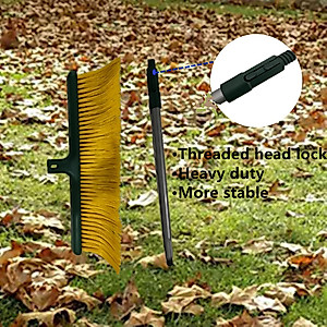 Spealloy LRB4419 Leaf Turf Broom 16" W x 55" H for Lawns Yard Artificial Grass Rake Heavy Duty for Leaves, Lawns, Carpet Rake & Groomer (Curved Bristle)