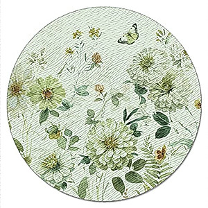 CounterArt Green Fields 4mm Heat Tolerant Tempered Glass Lazy Susan Turntable 13" Diameter Cake Plate Condiment Caddy Pizza Server