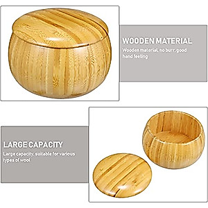 Cabilock Wooden Yarn Storage Bowl Wooden Knitting Bowls Crochet Yarn Holder Knitting Container Knitting Crochet Accessories with Lid