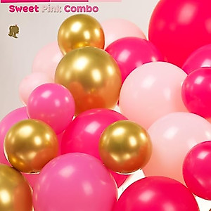 Pink Balloon Garland Arch Kit with Hot Pink Rose Gold metallic Balloon for princess Theme Party Girl Birthday Baby Shower Princess Themed decorations