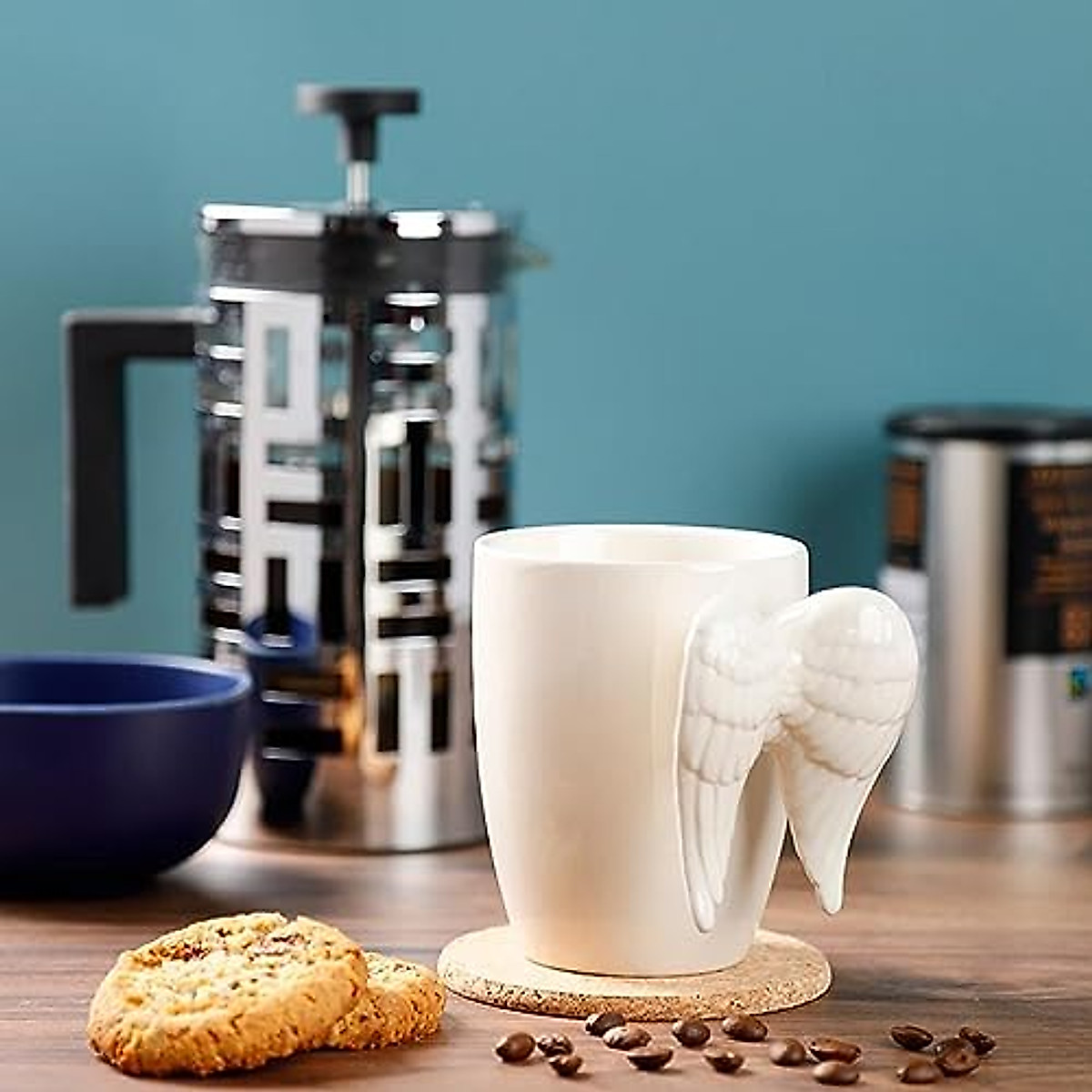 Puckator White Angel Wings Ceramic Shaped Handle Mug, Tea Coffee Hot Drinks, Decorative Gift Box, Home Kitchen Office Height 11cm Width 11.5cm Depth 8.5cm