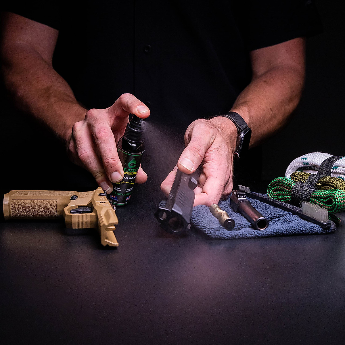 Clenzoil Three Gun Cobra Bore Cleaning Combo Kit | .223 Cal 5.56mm | .357 Cal .38 Cal 9mm | 12 Gauge | Barrel Snake Cleaning Kit for Rifle, Pistol and Shotgun