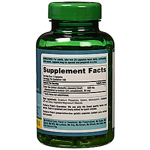 Puritans Pride Green Tea Standardized Extract 315 Mg Capsules, 200 Count