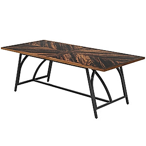 Tribesigns Extra Long Dining Table for 6, 70.8-Inch Rectangle Kitchen Table with Stylish Metal Legs, Large Business Restaurant Table, Only Table, Easy Assembly, Brown