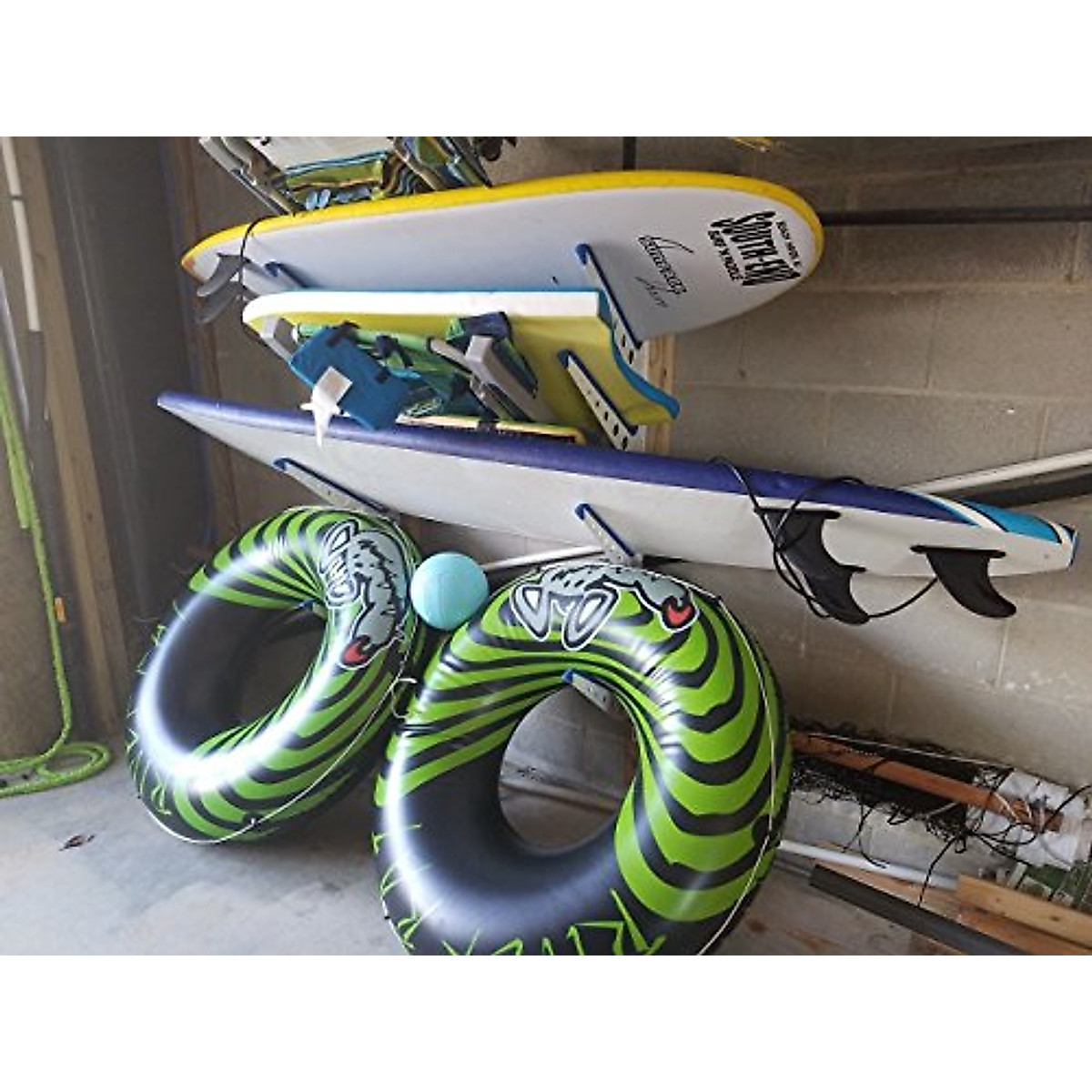 StoreYourBoard Beach Chair and Umbrella Wall Storage Rack, Metal Adjustable 4 Level Beach Gear Hanger, Garage and Home Organizer