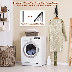 Anjuer Laundry Room Clothes Rack - Wall Mounted Retractable Folding Clothes Hanger Drying Rack for Laundry Room Closet Storage Organization, Aluminum, Easy Installation (Black)