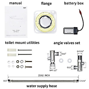R&T Tankless Smart Toilet Touchless Auto Flush 1.28-GPF Battery-Operated One-Piece HET Intelligent Toilet for Bathroom