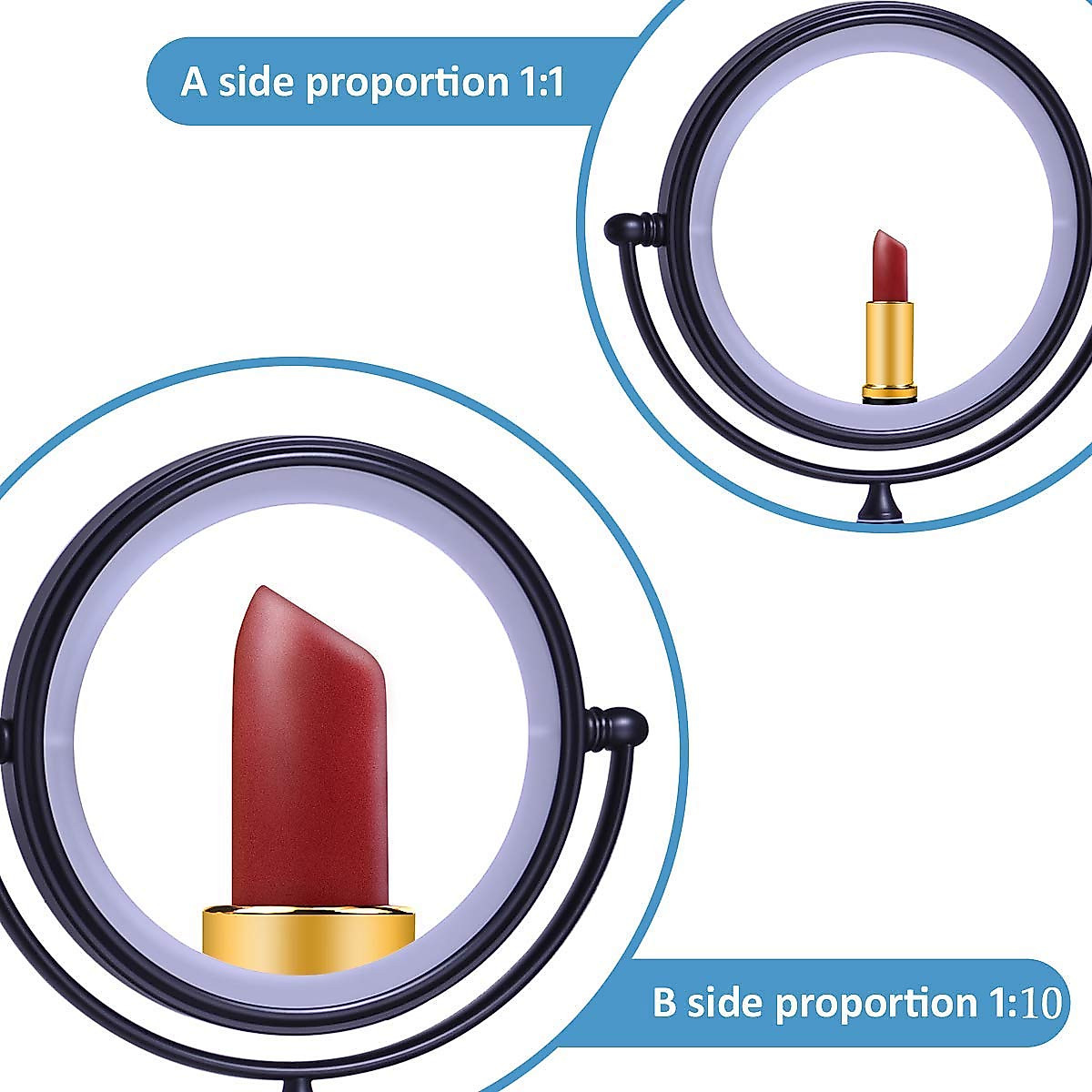 CZQ Makeup Mirror Wall Mounted 10X Magnification, Two Side Vanity Mirror Wall Mount Lighted Extendable Bathroom Mirror, 8 Inch, Chrome Finish, Touch Button Adjustable Light