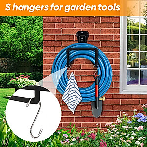 BoArt Metal Garden Hose Holder, Heavy Duty Metal Hose Hanger Wall Mount with 6 Screw, 6 Drywall Anchors, 5 Large Metal S Hook for Garden Hose, Hose Reel, Water Hose, Flexable Hose