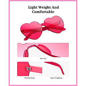 Gaiatop Heart Sunglasses for Women Candy Color Transparent Rimless Heart Glasses for Girls Cute Heart Shaped Sunglasses