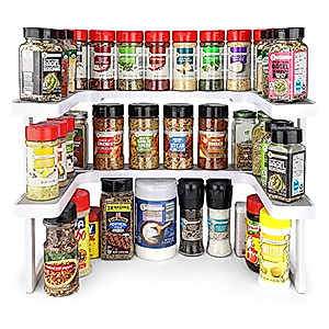 Spicy Shelf Deluxe - Expandable Spice Rack and Stackable Cabinet & Pantry Organizer (1 Set of 2 shelves) - As seen on TV(Spicy Shelf Deluxe)