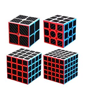 Cuberspeed MFJS MeiLong Carbon Fiber Cubic Gift Box Bundle Phantom Carbon Fiber Sticker Speed Cube 2x2 3x3 4x4 5x5 Stickerless with Black Sticker Puzzle