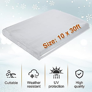 Alphatool Plant Covers Freeze Protection, 10 x 30ft Durable Plastic Frost Blanket for Winter Rain Snow Weather, Clear Waterproof Floating Row Cover for Outdoors Garden Plants Vegetables Crops