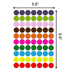Blesstur 1050 PCS Dot Stickers- Circle Stickers, 10 Color Style Colorful Round Coding Label Sticker for Office,Student Classroom , 0.75 inches , 70 Labels per Sheet