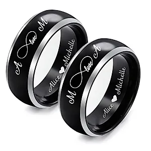 Personalized Promise Rings for Couples Infinity Love You Matching Rings for Couples Set Matching Wedding Engagement Bands for Him and Her Couples Rings Anniversary Birthday Gift for Him Her
