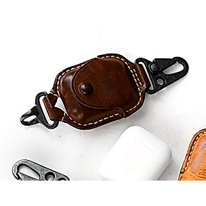 TOPHOME AirPods Case, Premium Leather Cover for Airpods 2 & 1 Cases with Fine Copper Carabiner/Earbuds Accessories (Coffee,1 Piece)