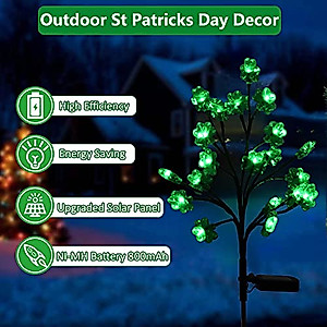 2 Packs Solar St Patricks Day Decorations Shamrock Stake Lights, Waterproof Outdoor St Patricks Day Lights, Lucky Green St Patricks Day Decor Shamrock Lights for Yard Garden Pathway Irish Decorations