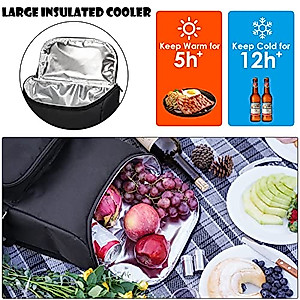 Picnic Backpack for 4 Person with Large Insulated Cooler Bag, Picnic Basket Set with Wine Pouch, Waterproof Picnic Blanket & Cutlery Set. Perfect for Beach, Camping, Party,Wedding Gift for Couple.